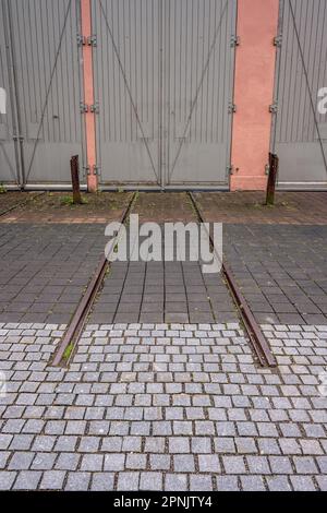 Tram rails suddenly stopping Stock Photo - Alamy