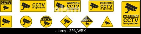 CCTV set flat banners on white background. Securiti technology system ...