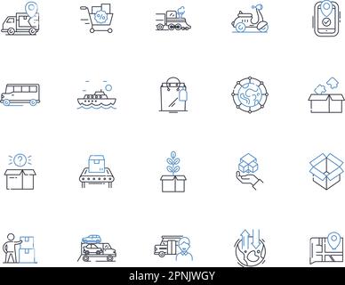 Material handling line icons collection. Warehouse, Forklift, Conveyor ...