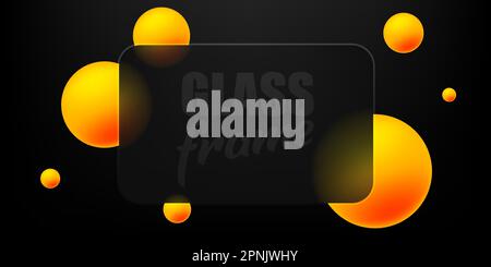 Glassmorphism frame background. Glassmorphic border shape with orange ...