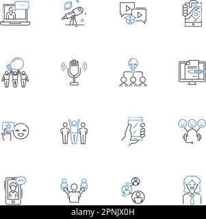 Creating teaching line icons collection. Inspiration, Designing, Crafting, Planning, Developing ...