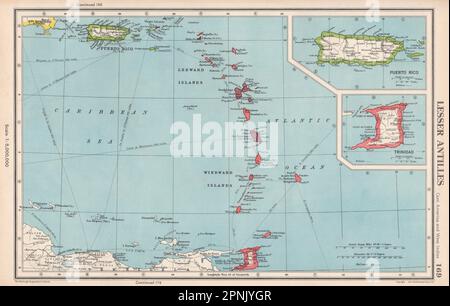 LESSER ANTILLES. Windward & Leeward islands. Puerto Rico. Trinidad 1944 ...