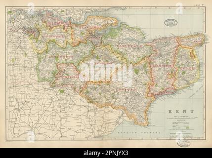 KENT. Showing Parliamentary divisions, boroughs & parks. BACON 1919 old ...