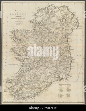 "Ireland Divided into Provinces and Counties." Map shows geographic ...