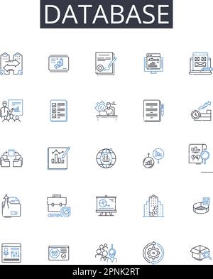 Information organizing system line icons collection. Sorting, Categorization, Indexing ...