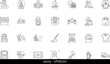 Pursuit line icons collection. Chase, Hunt, Quest, Driven, Ambition ...