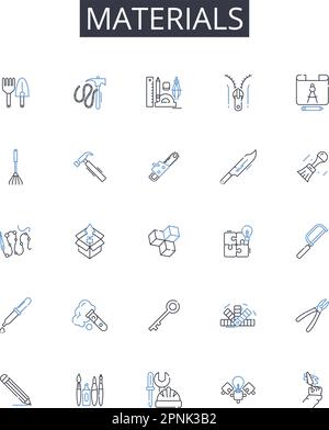 Materials line icons collection. Comestibles, Ingredients, Elements ...