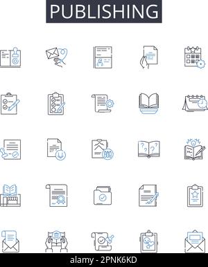 Printed material line icons collection. Brochure, Pamphlet, Flyer ...