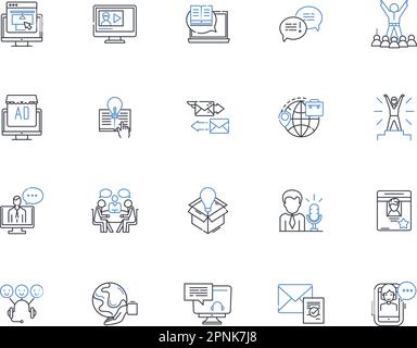 Announcement line icons collection. Statement, Notice, Bulletin, Memo ...