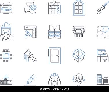 Information Systems line icons collection. Technology, Data, Analytics, Automation, Integration ...