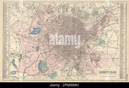 BIRMINGHAM town city plan. Edgbaston Aston Deritend Bordesley Saltley ...