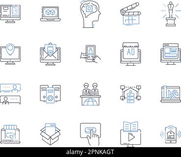 News reporting line icons collection. Journalism, Breaking, Exclusive, Investigative, Headline ...