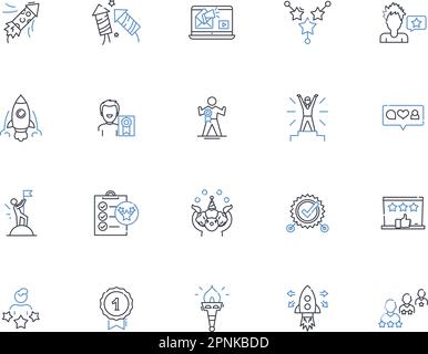 Tenacious conquerors line icons collection. Persistence, Determination ...