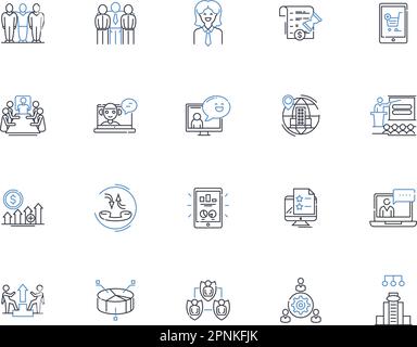 Board association line icons collection. Governance, Members ...