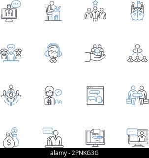 Staffing agency line icons collection. Recruitment, Hiring, Employment ...