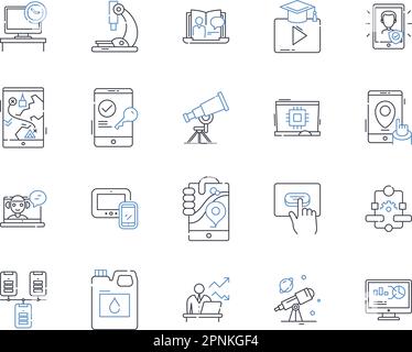 Automation line icons collection. Robotics, Efficiency, Streamline, Integration, Optimization ...