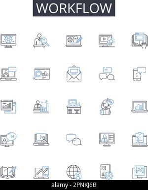 Job procedure line icons collection. Systematize, Organize, Streamline, Sequence, Breakdown ...