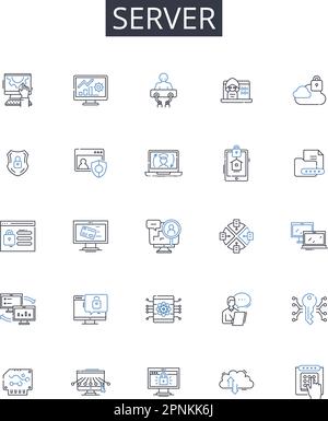 Docker container line icons collection. Virtualization ...
