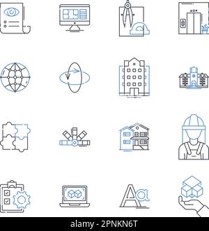 Linguistic analysis line icons collection. Phtics, Morphology, Syntax ...