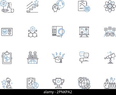 Instructional guidance line icons collection. Training, Education ...