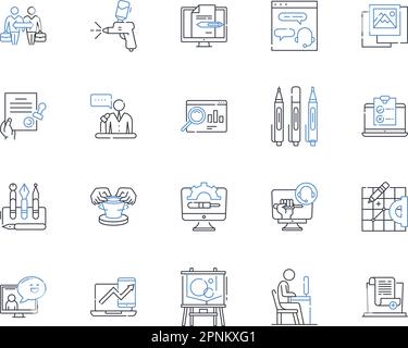 Timekeeping system line icons collection. Accuracy, Attendance ...