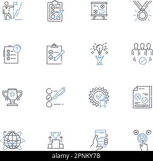 Project roadmap line icons collection. Planning, Strategy, Vision, Goals, Priorities, Timeline ...
