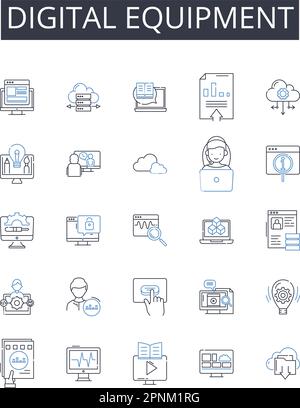 Computational devices line icons collection. Processor, Silicon ...