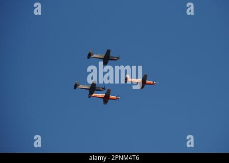 KAI KT-1 Woongbi aircraft of the Peruvian Air Force flying over the ...