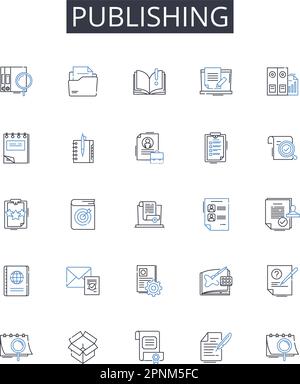 Publishing line icons collection. Printing press, Bookmaking, Magazine ...