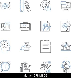 Performance evaluation and assessment line icons collection. Metrics, Criteria, Review ...