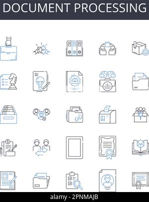 Paperwork handling line icons collection. Filing, Organization, Sorting, Archiving ...