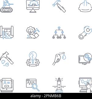 Manufacturer line icons collection. Production, Quality, Innovation ...