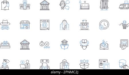 Town line icons collection. Charm, Serenity, History, Culture, Scenic ...