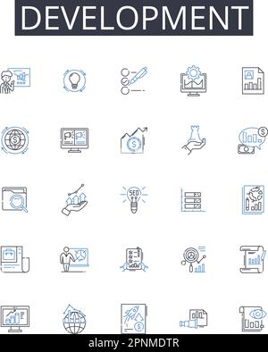 Development line icons collection. Advancement, Evolution, Progression, Improvement, Growth ...