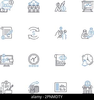 Budgeting line icons collection. Frugality, Thrift, Planning, Saving ...