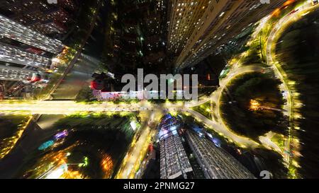 KORLA, CHINA - APRIL 19, 2023 - Night view of Korla city after rain in ...
