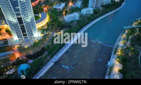 KORLA, CHINA - APRIL 19, 2023 - Night view of Korla city after rain in ...