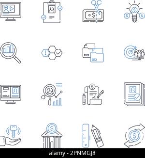 Cost accounting line icons collection. Budgeting, Analysis, Allocation ...
