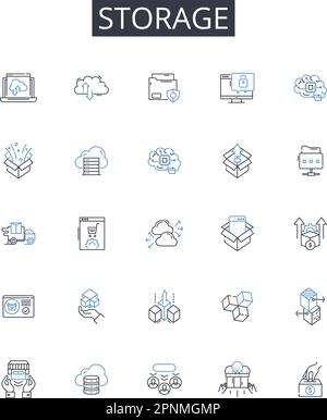 Storage line icons collection. Preservation, Safekeeping, Hoarding ...