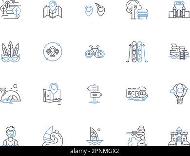 Pilgrimage line icons collection. Devotion, Sacredness, Journey, Faith ...