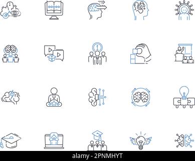 Being aware line icons collection. Alertness, Vigilance, Cognizance ...