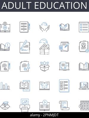 Renewed education line icons collection. Upgraded, Modernized, Evolved, Improved, Reformed ...