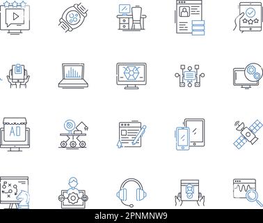 Pattern recognition line icons collection. Recognition, Perception, Identification, Detection ...