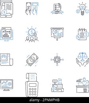Payroll line icons collection. Wages, Deductions, Taxes, Benefits ...