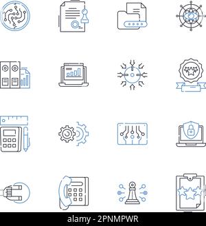 Interdependent cooperation line icons collection. collaboration ...