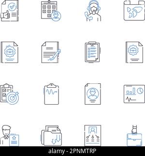 Record keeping line icons collection. Archival, Documentation ...