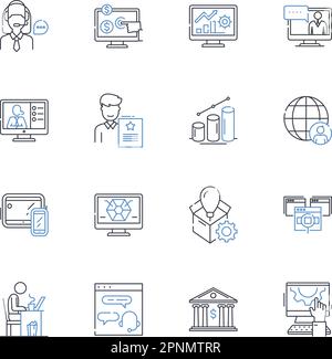 Practice and sales line icons collection. Prospecting, Pipeline, Follow ...