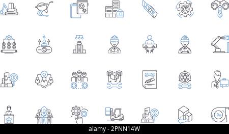 Manufacturer line icons collection. Production, Quality, Innovation ...