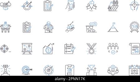 Missions line icons collection. Purpose, Adventure, Service, Faith ...