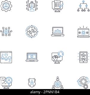 Cryptography systems line icons collection. Encryption, Decryption ...